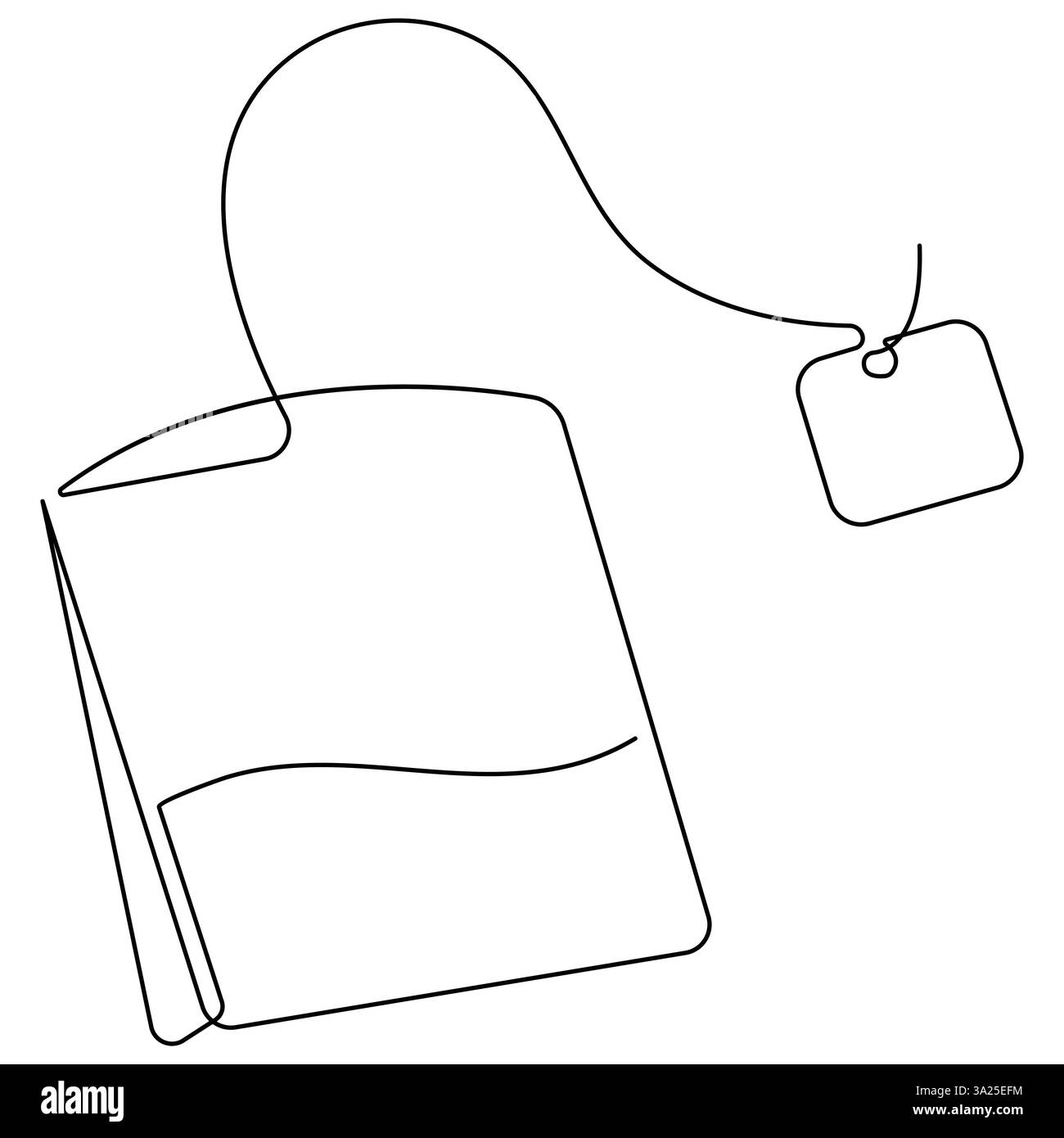 Continuous single line art drawing of paper tea bag icon and Hot herbal ...