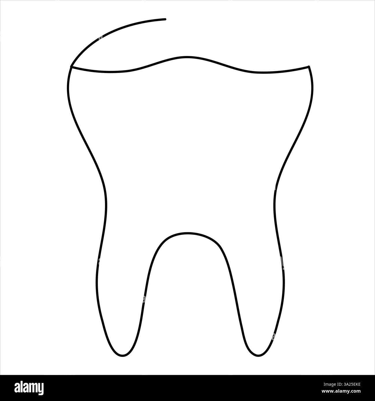 Continuous single line art drawing tooth outline vector sketch ...