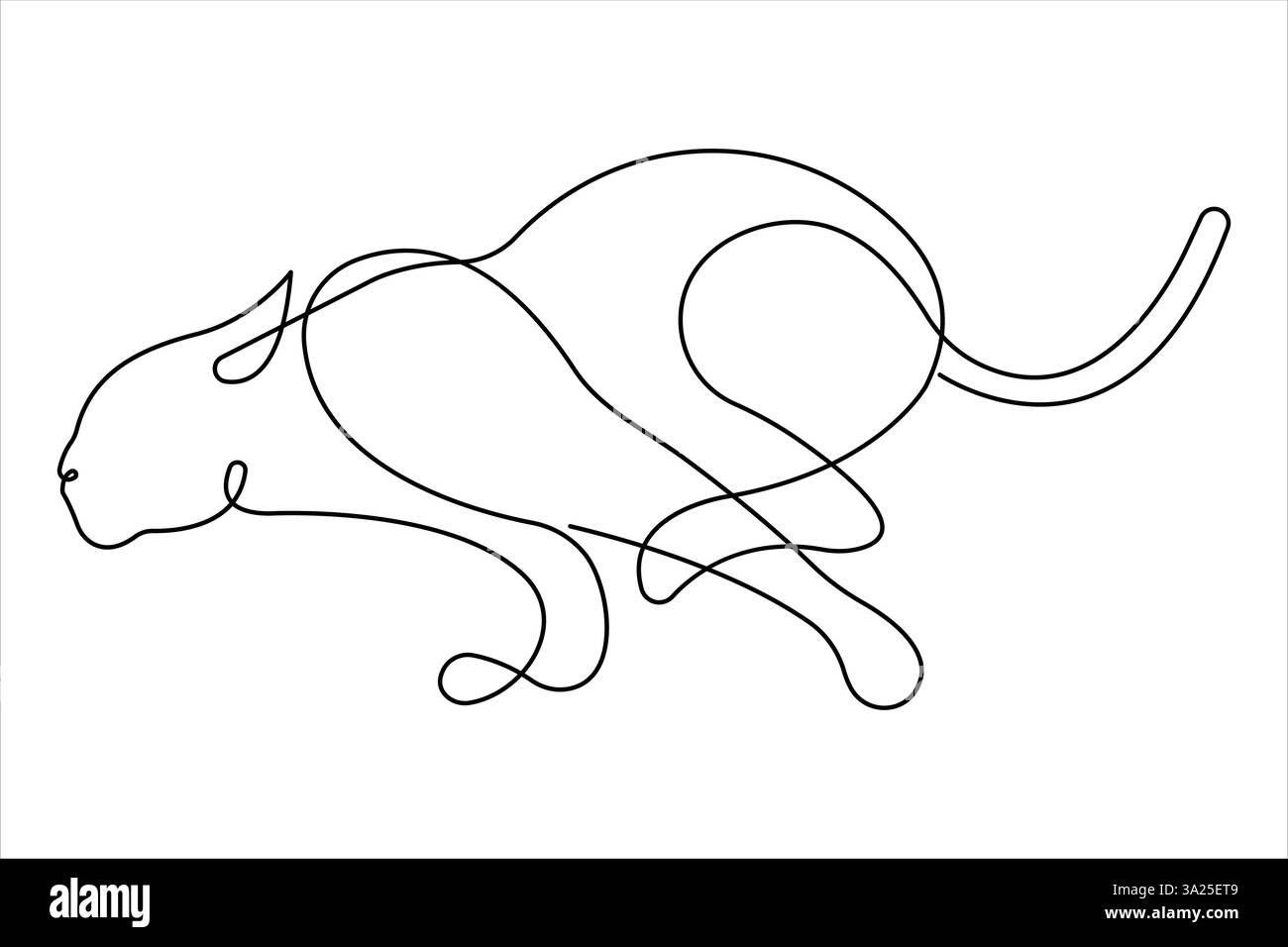 Tiger continuous one single line drawing of style. tiger wild animal ...