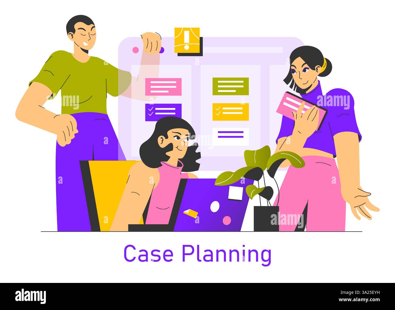 Case Planning concept. Planning involves collaborative efforts among team members to strategize ...