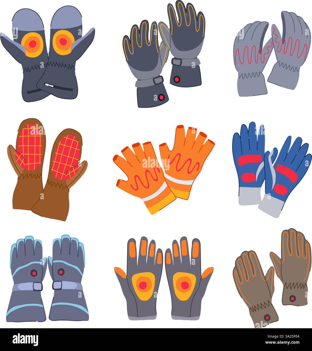 gloves heated set cartoon vector illustration Stock Vector Image & Art ...