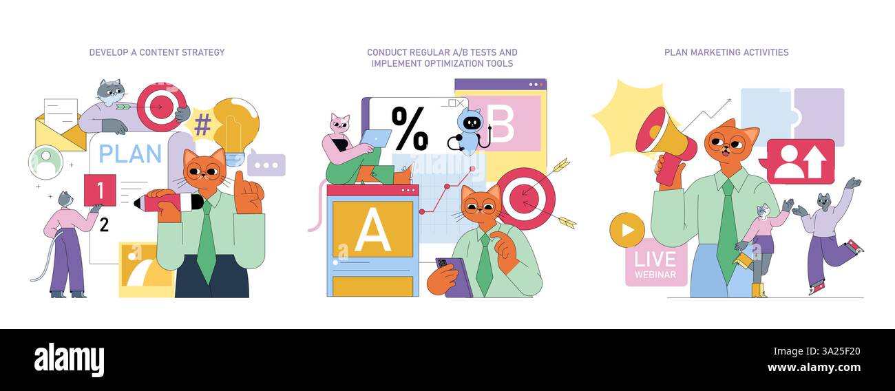 Vibrant and colorful illustrations effectively depicting the planning ...