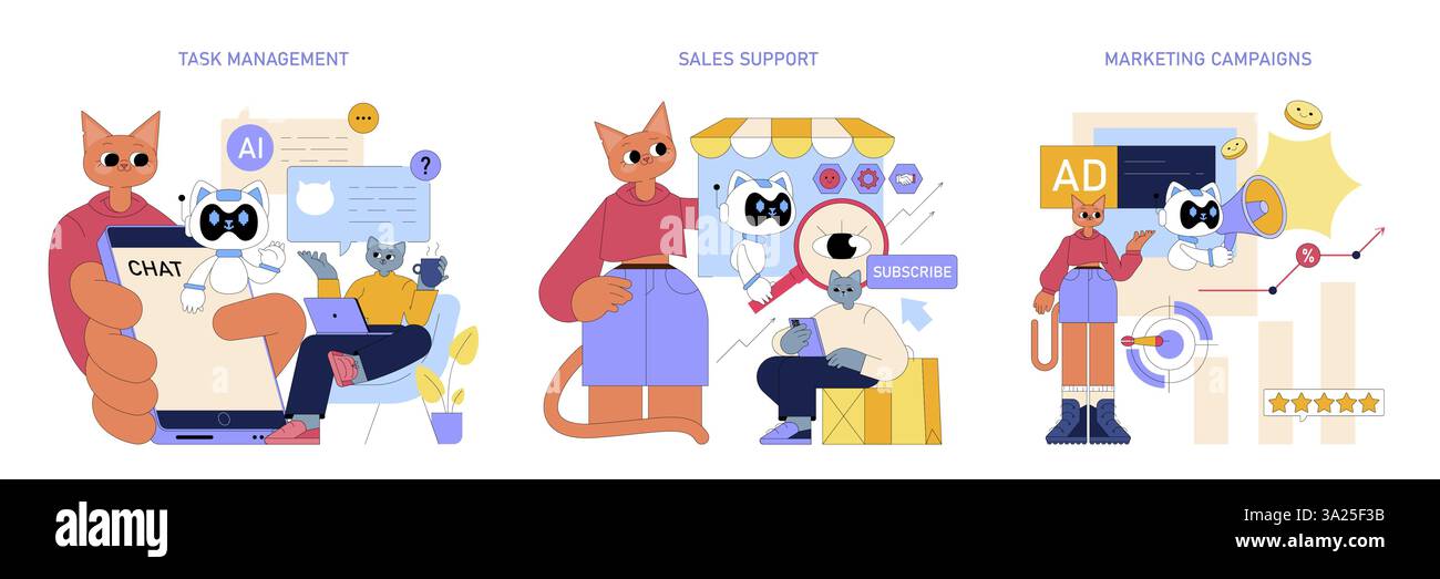 Business Processes Illustration Focusing On Task Management Sales Support And Marketing