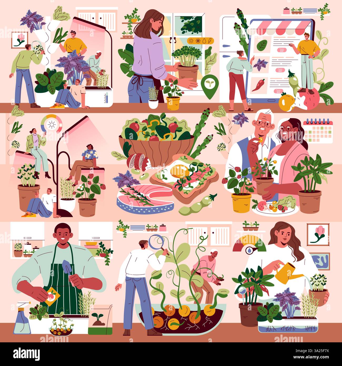 Mini Farms concept. A vibrant and engaging illustration showcasing ...