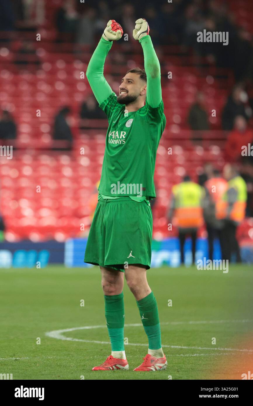 PSG goalkeeper Gianluigi Donnarumma celebrates the victory following ...