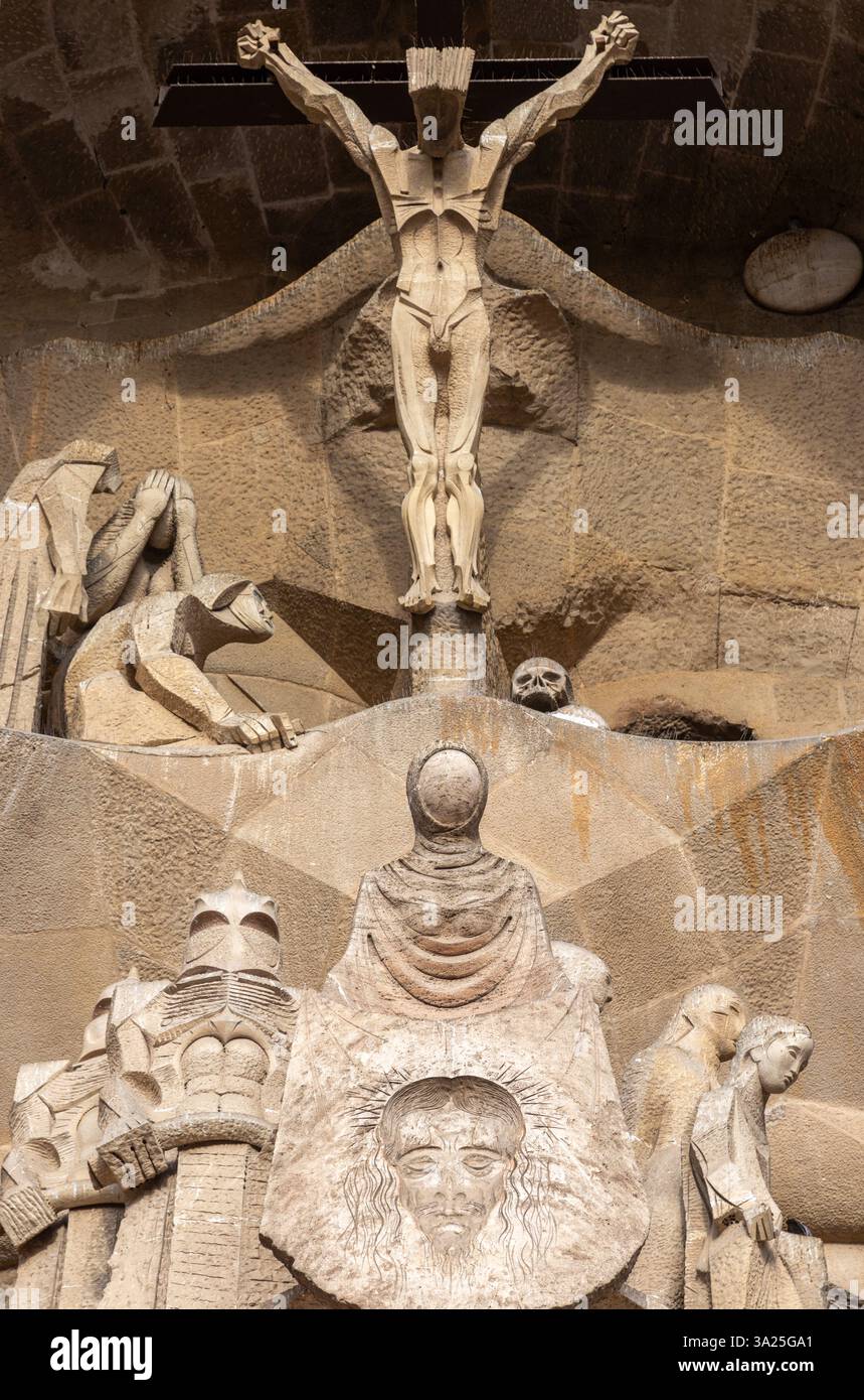 Basilica Sagrada Familia Passion Facade Art Detail View Largest World ...
