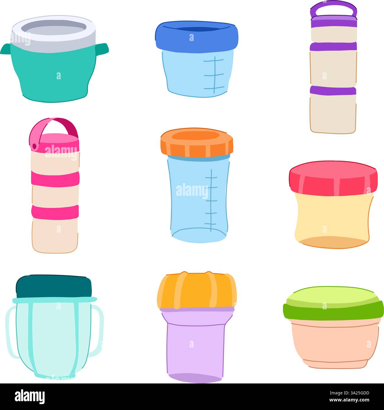 food storage container baby set cartoon vector illustration Stock ...