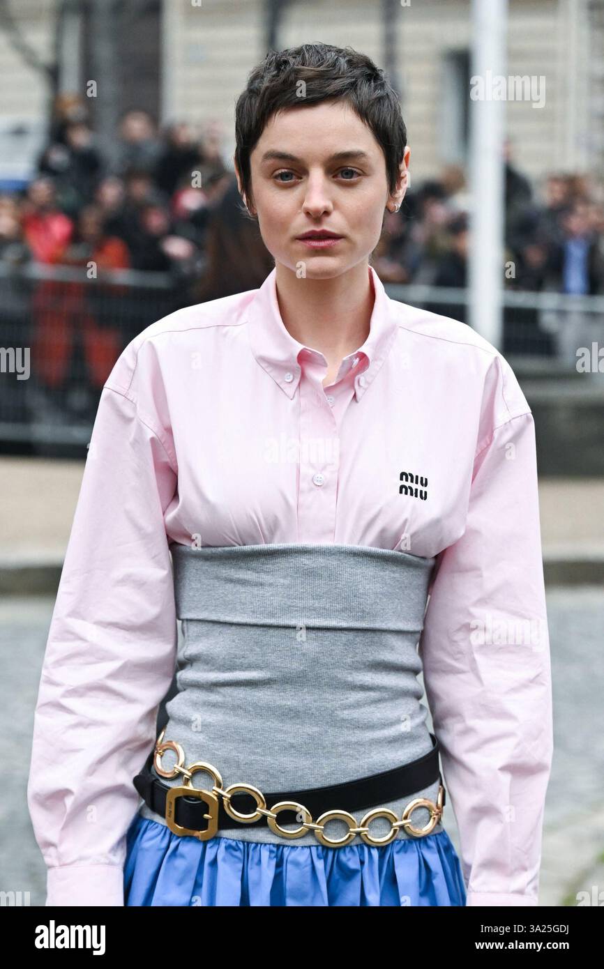 Paris, France. 11th Mar, 2025. Emma Corrin attending the Miu Miu ...