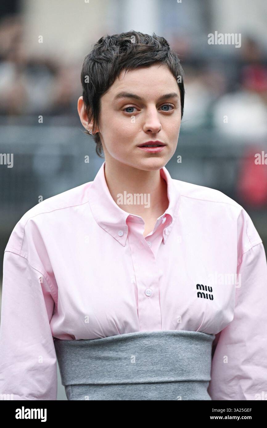 Paris, France. 11th Mar, 2025. Emma Corrin attending the Miu Miu Womenswear Fall/Winter 2025 ...
