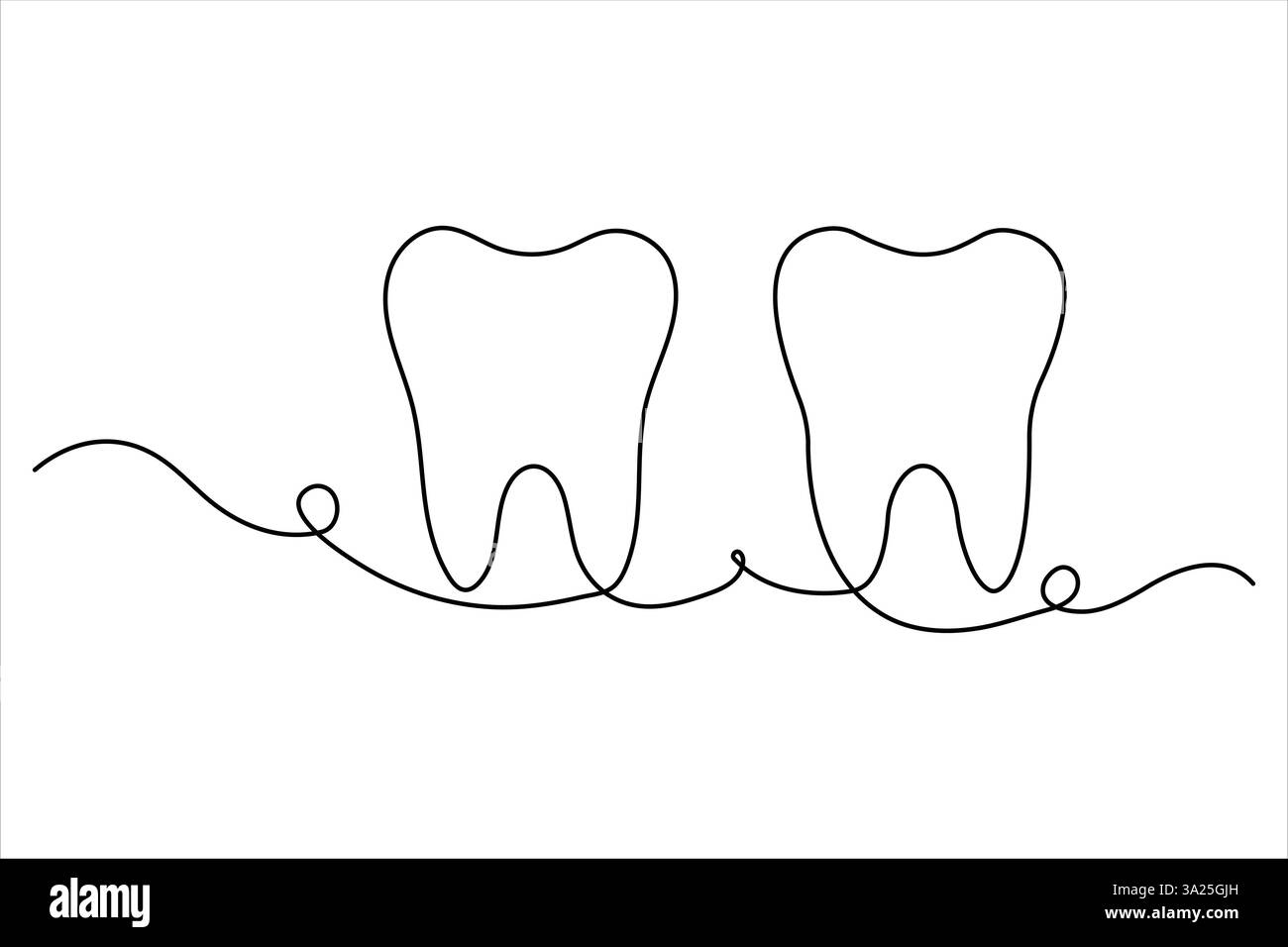 Tooth continuous one line art drawing of minimalism design outline ...