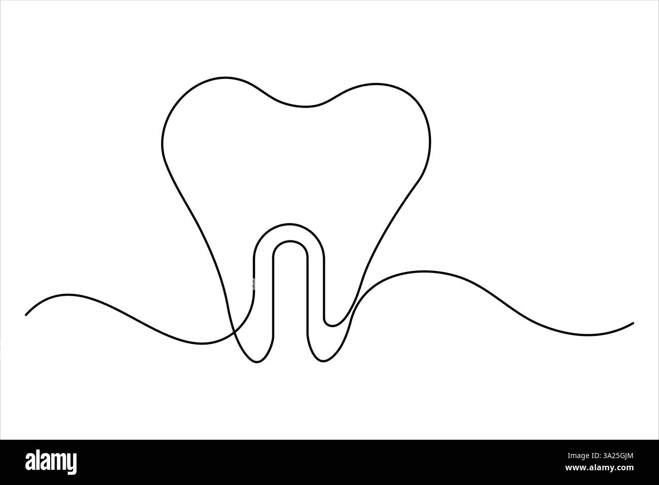Tooth continuous one line art drawing of minimalism design outline ...