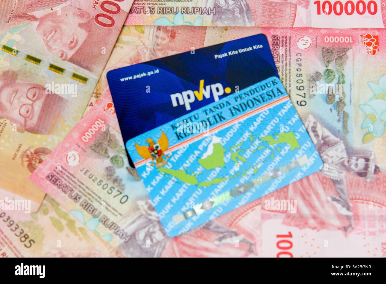 Indonesian tax card (Kartu NPWP) and identity card on Indonesian ...