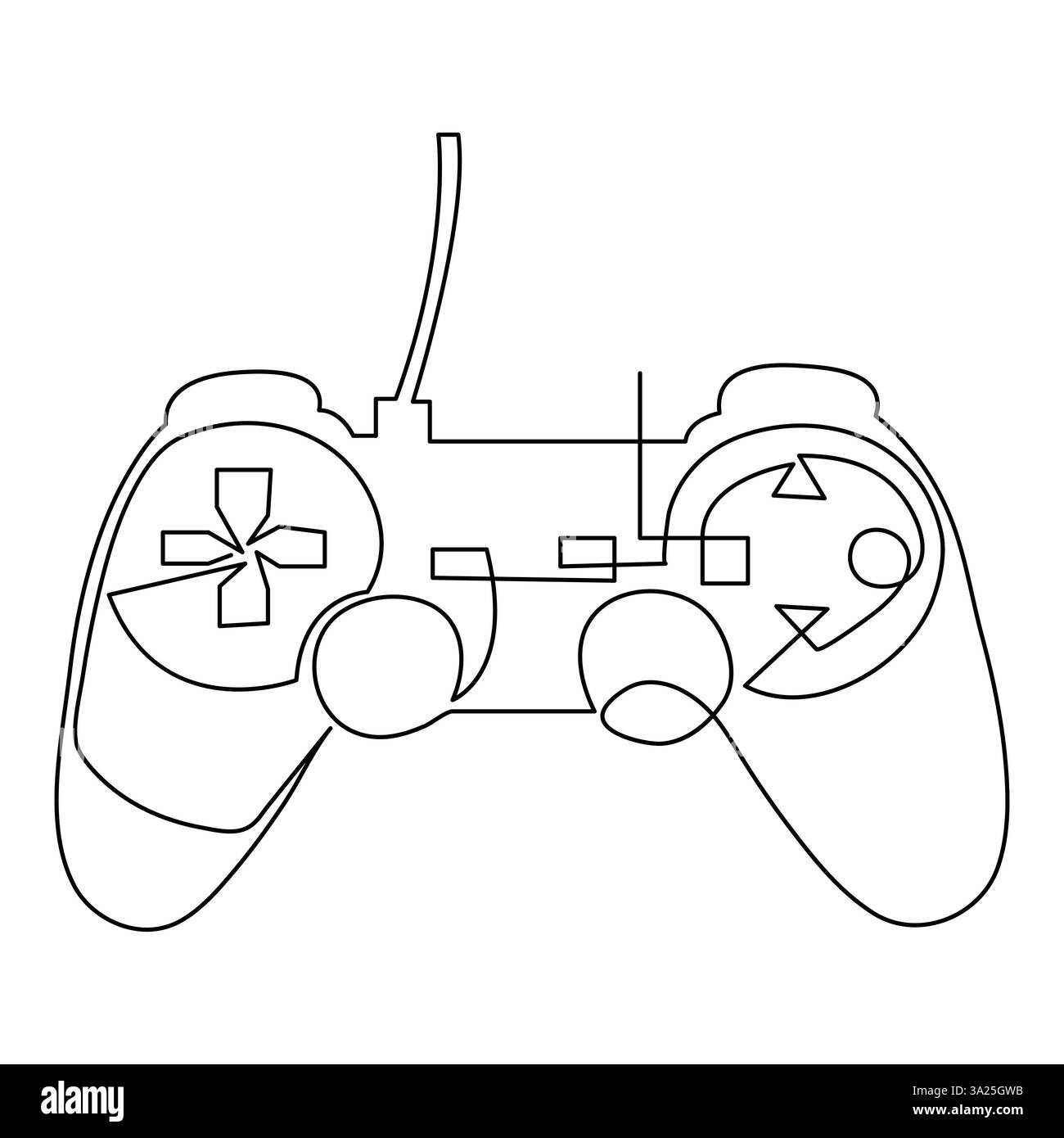 Modern video gaming controller outline vector illustration continuous ...