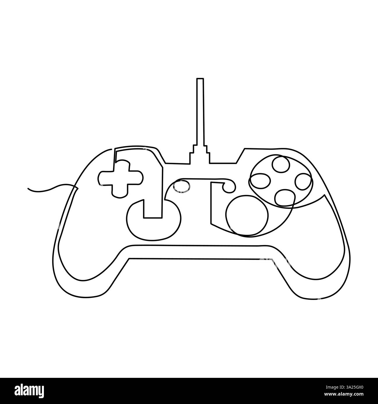 Modern video gaming controller outline vector illustration continuous ...