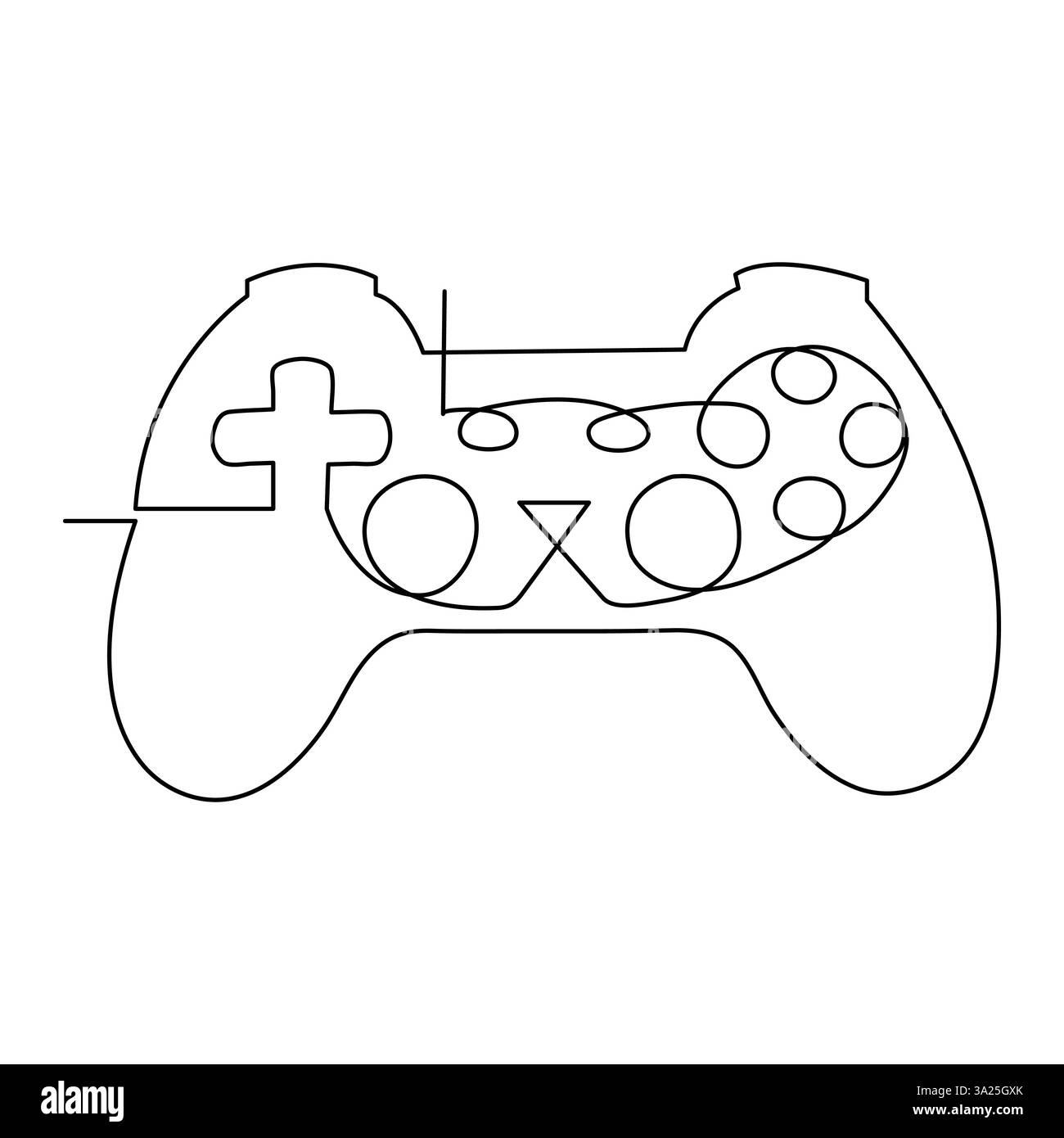 Modern video gaming controller outline vector illustration continuous ...