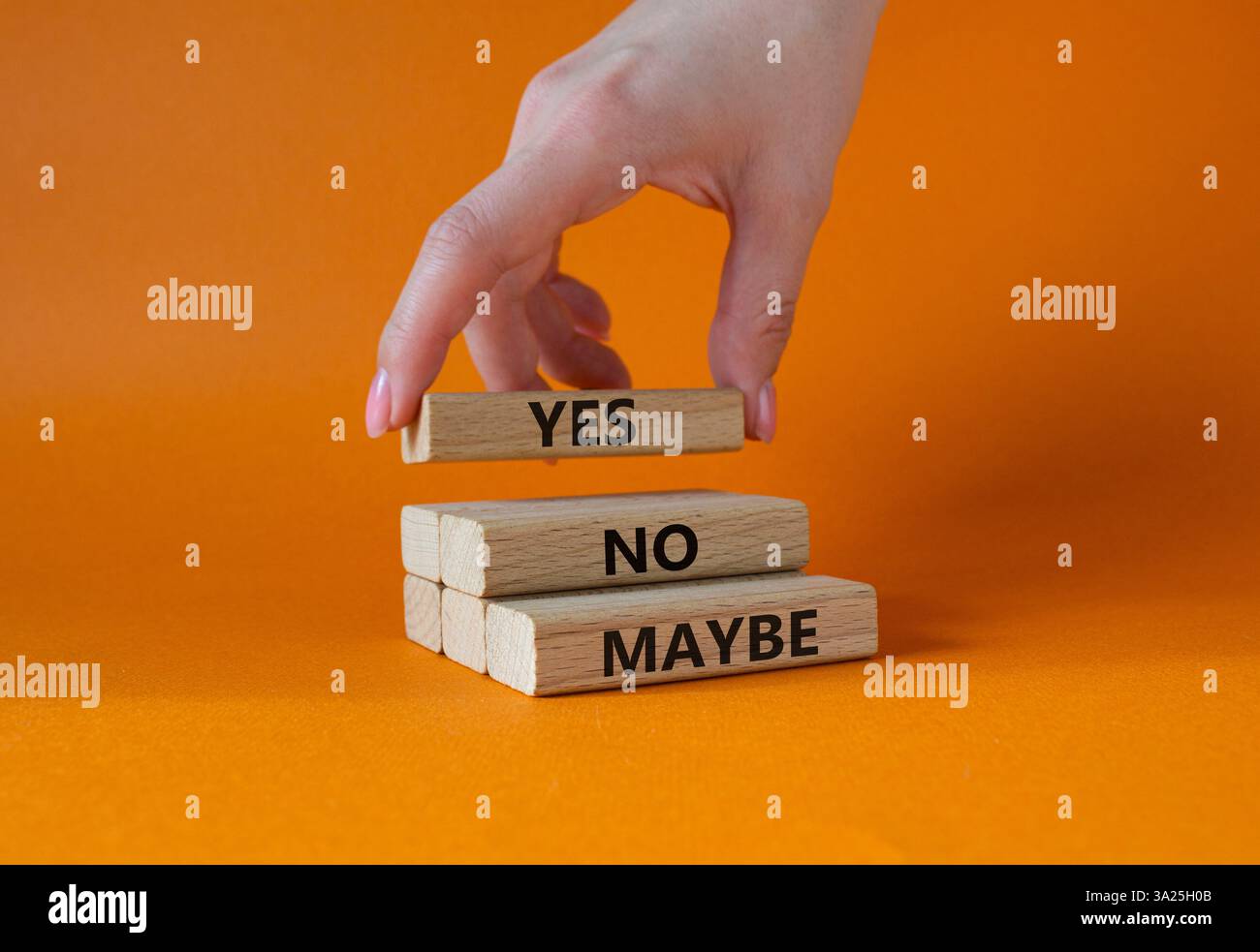 Yes No Maybe symbol. Concept word Yes No Maybe on wooden blocks ...