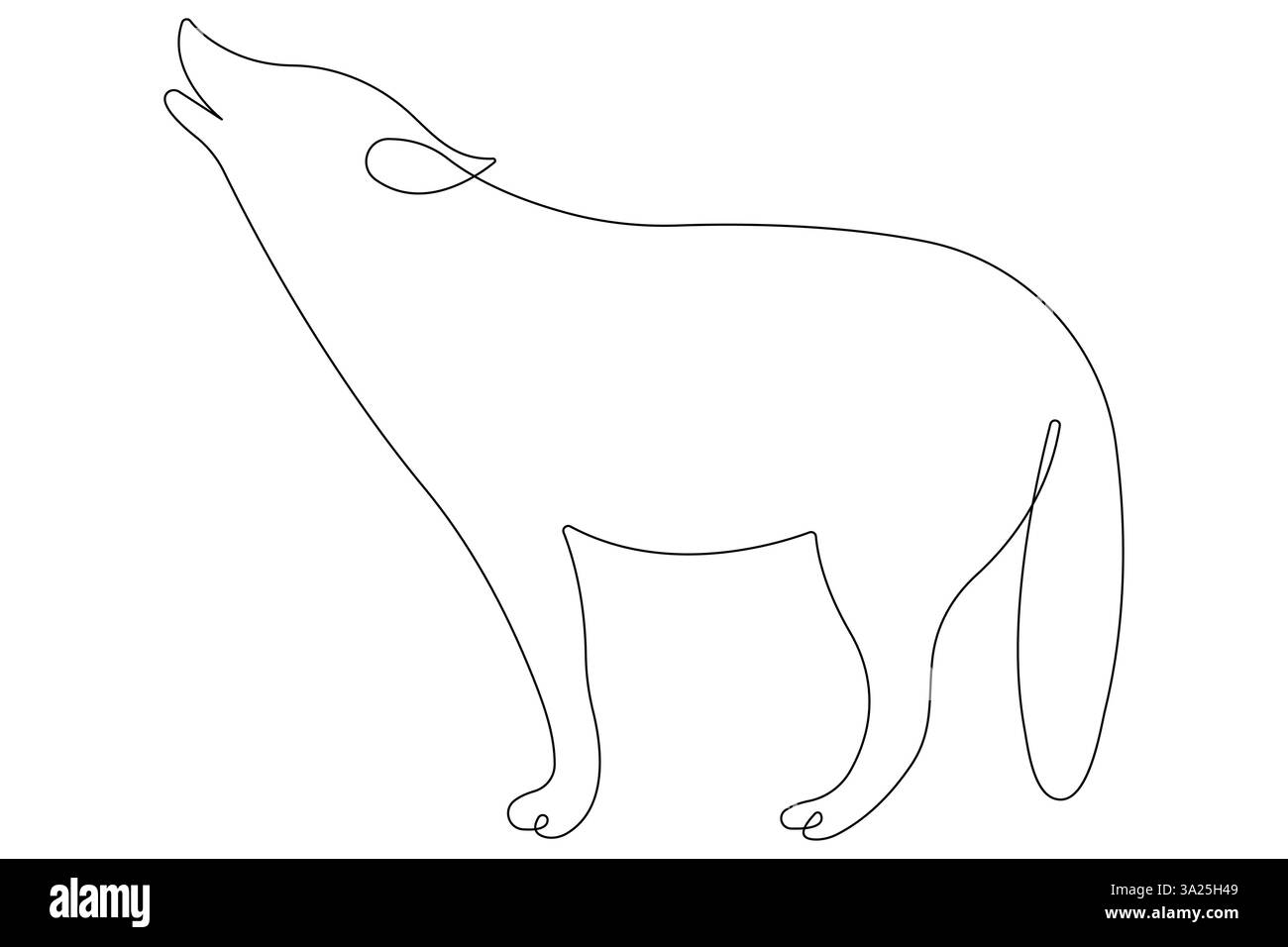 Continuous one line drawing of wolf animals concept single line outline ...