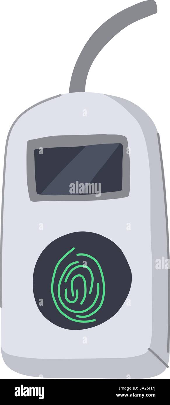 mobile fingerprint scanner cartoon vector illustration Stock Vector ...