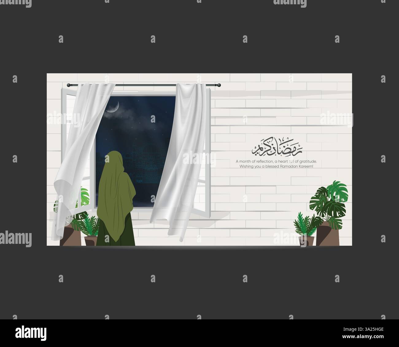 Ramadan concept in crescent Stock Vector Images - Alamy