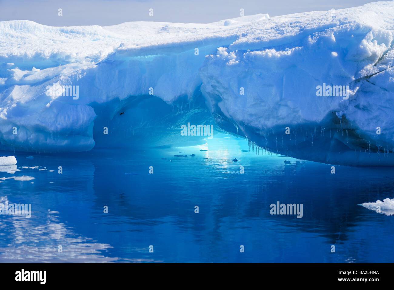 Icy stalactites on a floating iceberg in the Argentine Islands along ...