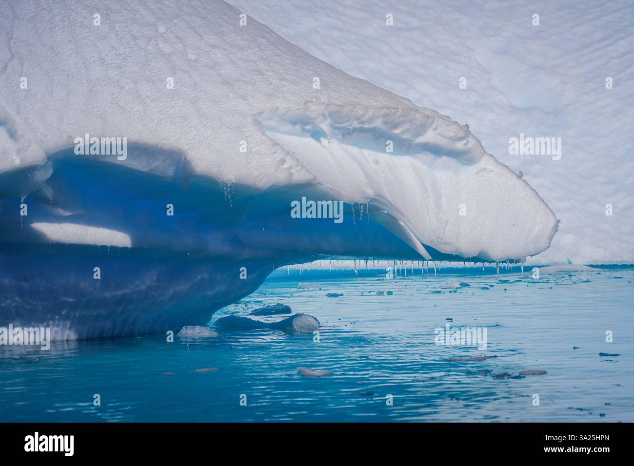 Icy stalactites on a floating iceberg in the Argentine Islands along ...