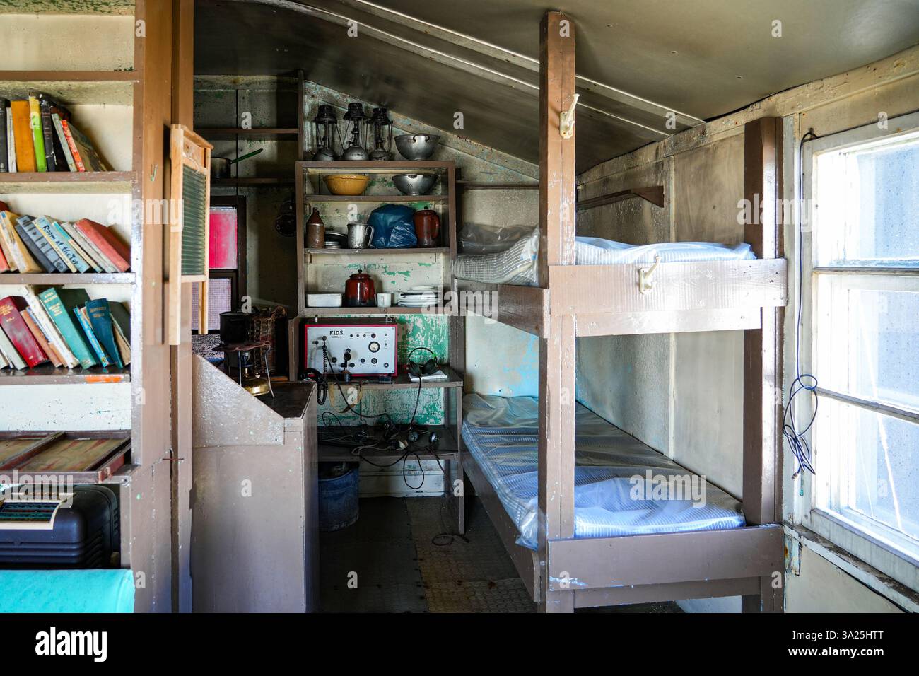 Bunk beds in the dormitory of Wordie House, an old research station ...