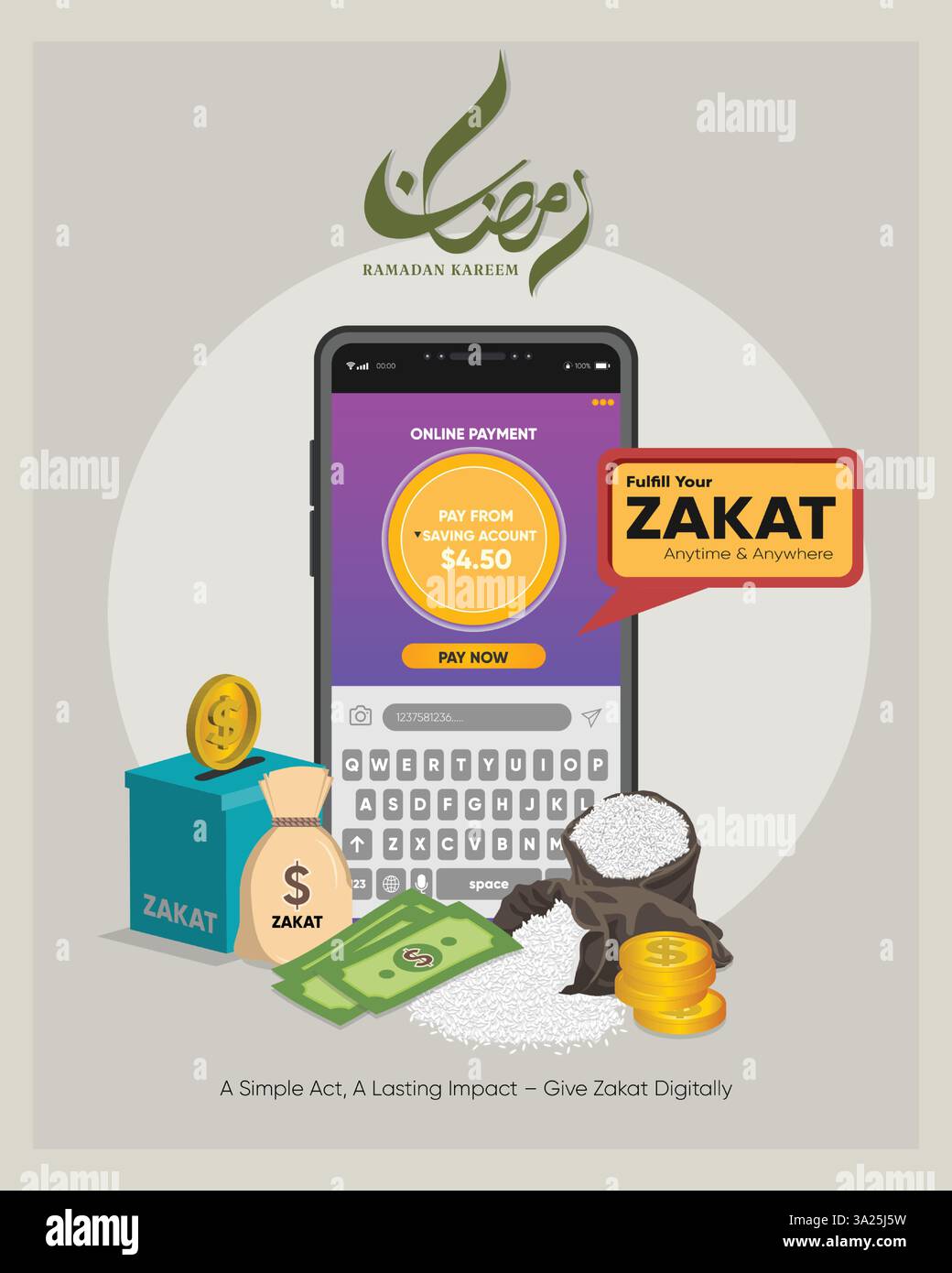 Financial Charity Concept – Paying Zakat with Mobile Banking Stock ...