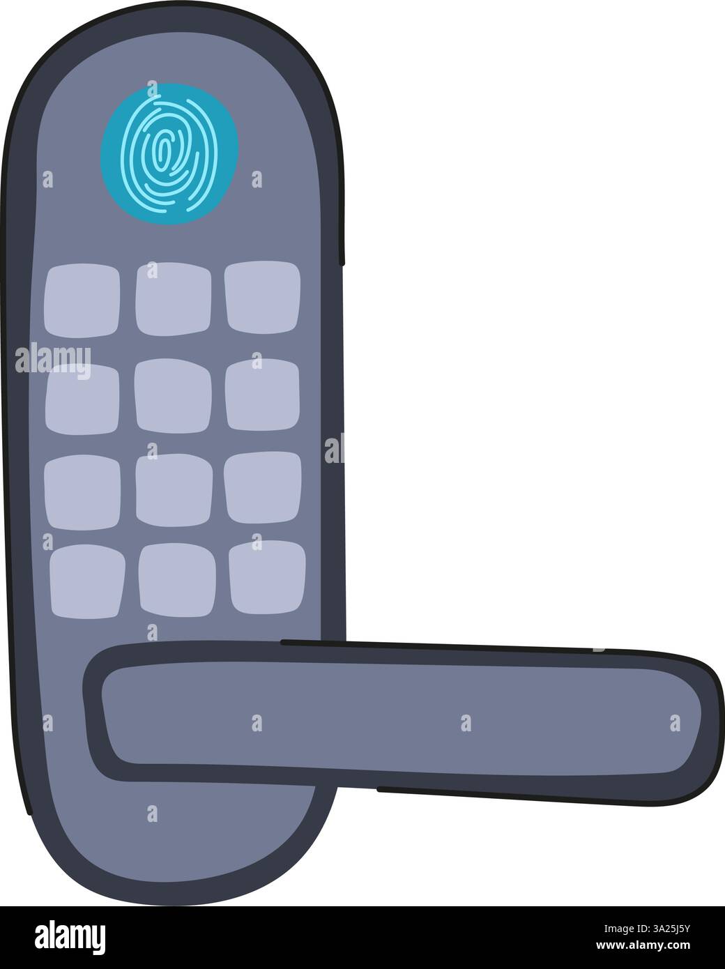 digital fingerprint door lock cartoon vector illustration Stock Vector ...