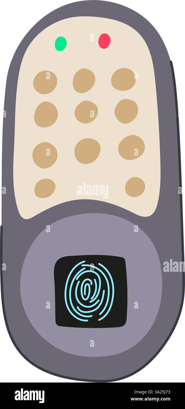 modern fingerprint door lock cartoon vector illustration Stock Vector ...