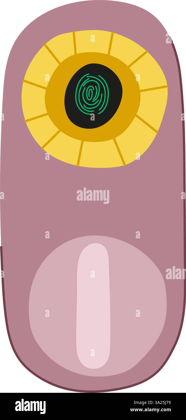 authentication fingerprint door lock cartoon vector illustration Stock ...