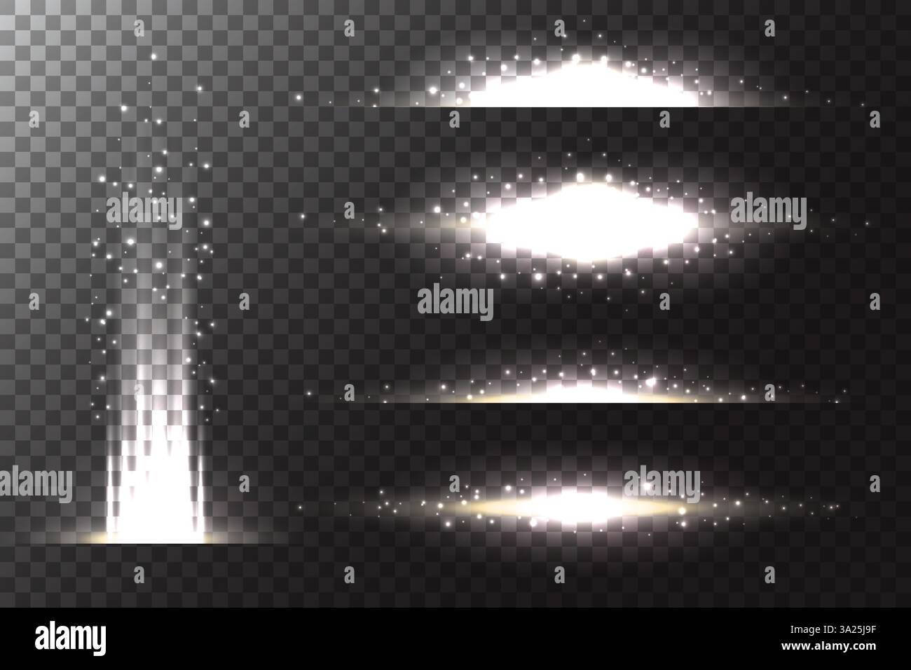 Light flare effect of glowing stars. Lines of bright flash and glitter ...