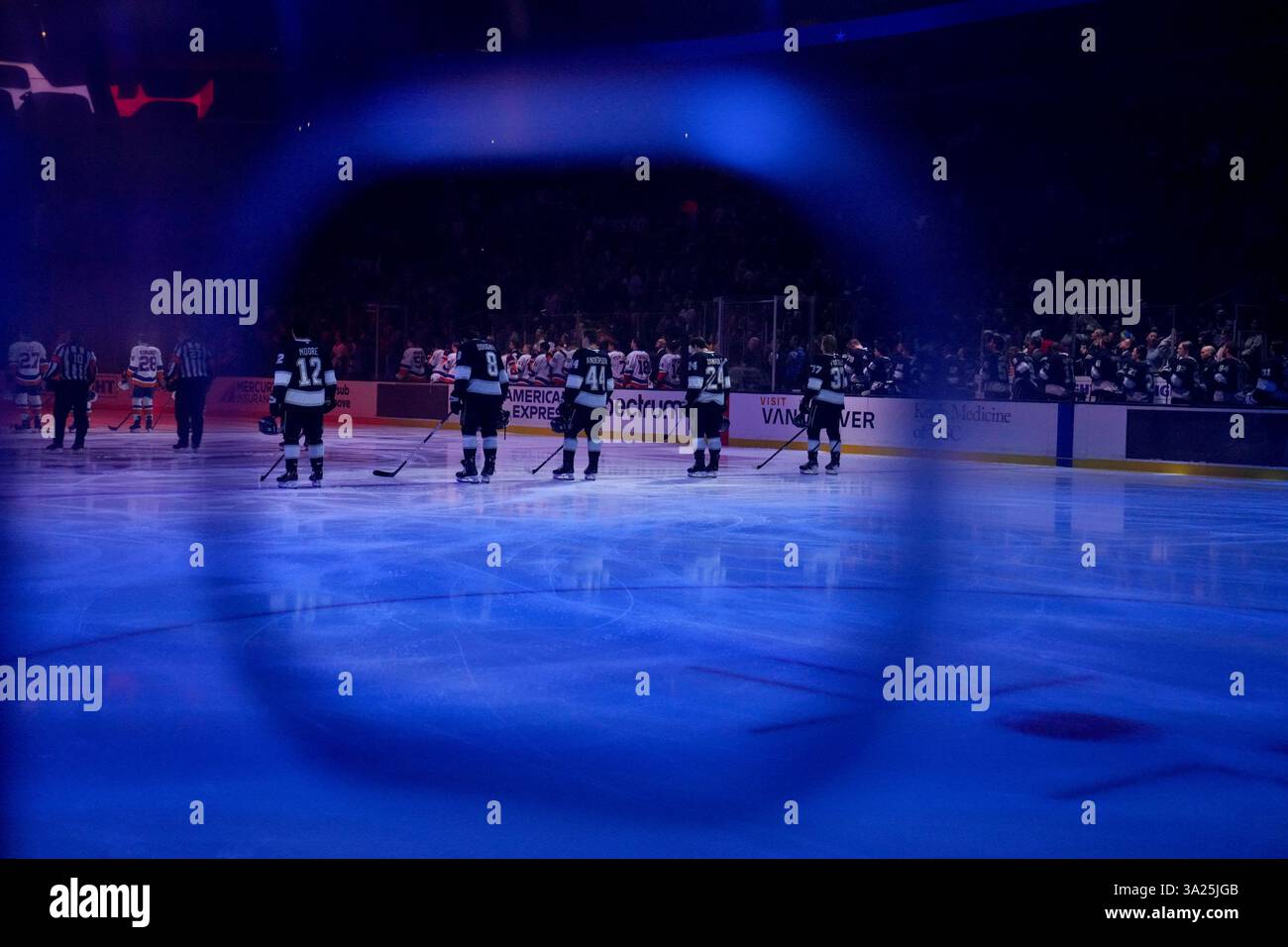 Los Angeles Kings players take the ice before an NHL hockey game ...