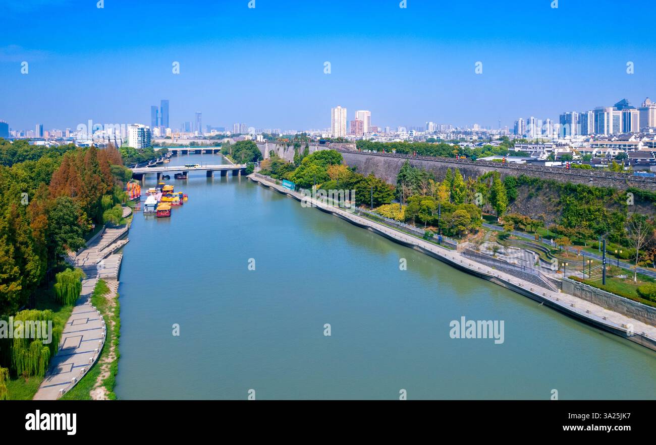 Aerial view of Zhonghua Gate, Ancient City Wall, Nanjing, China Stock ...