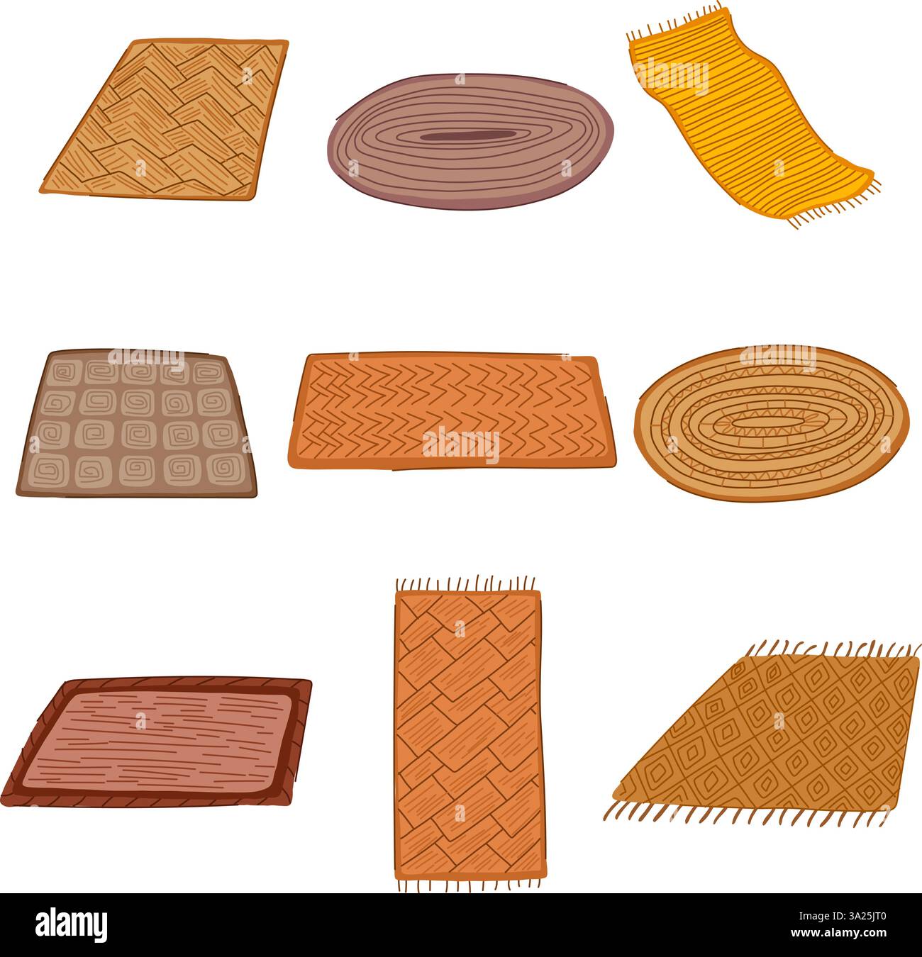 fiber rug natural set cartoon vector illustration Stock Vector Image ...