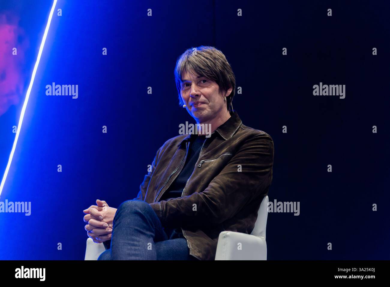 Physicist Brian Cox speaking at Space-Comm Expo 2025, space industry ...