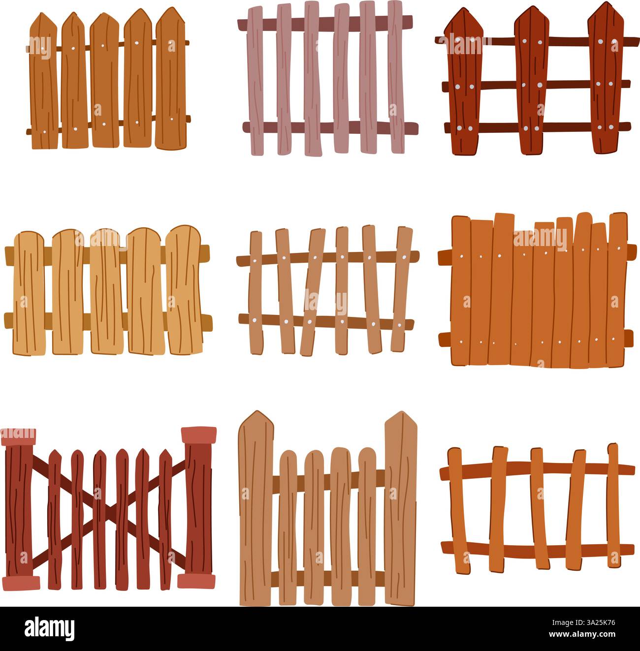 fence wood set cartoon vector illustration Stock Vector Image & Art - Alamy