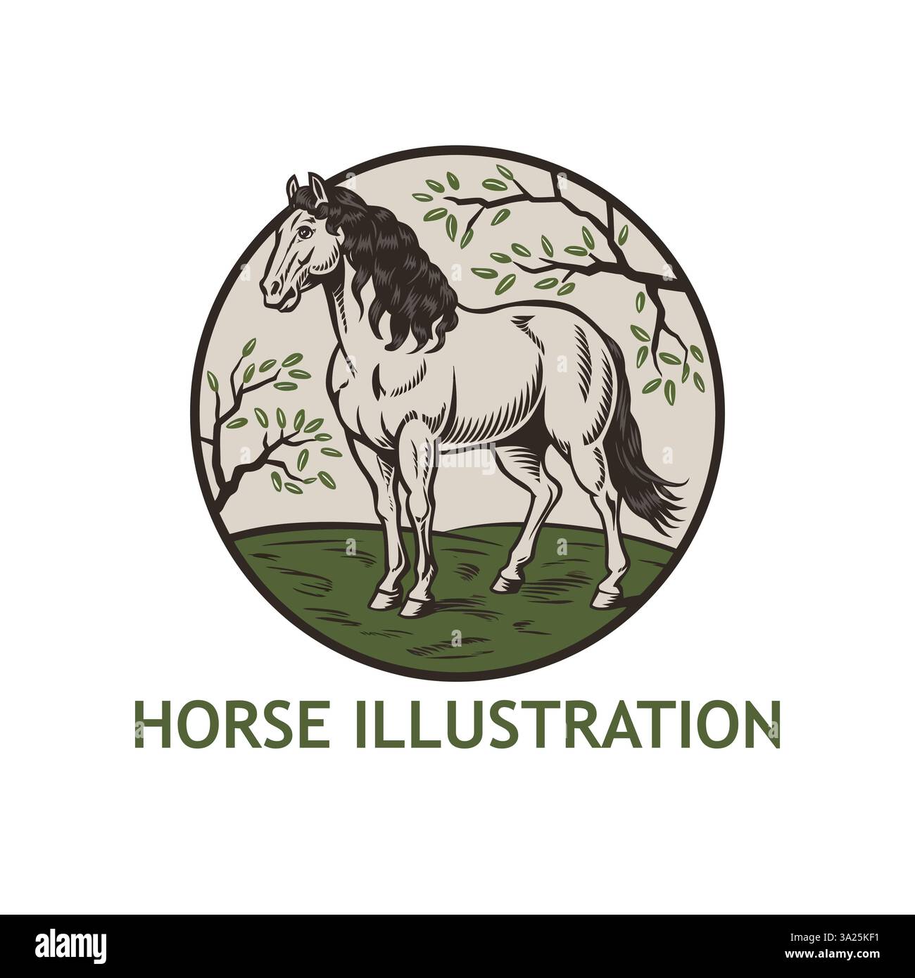 horse, logo, illustration, equine, stallion, mare, foal, mustang ...