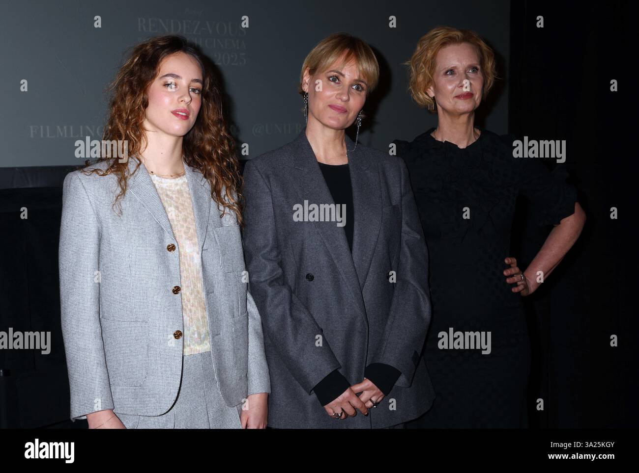 U.S Actress Cynthia Nixon with French actresses Judith Godreche and ...