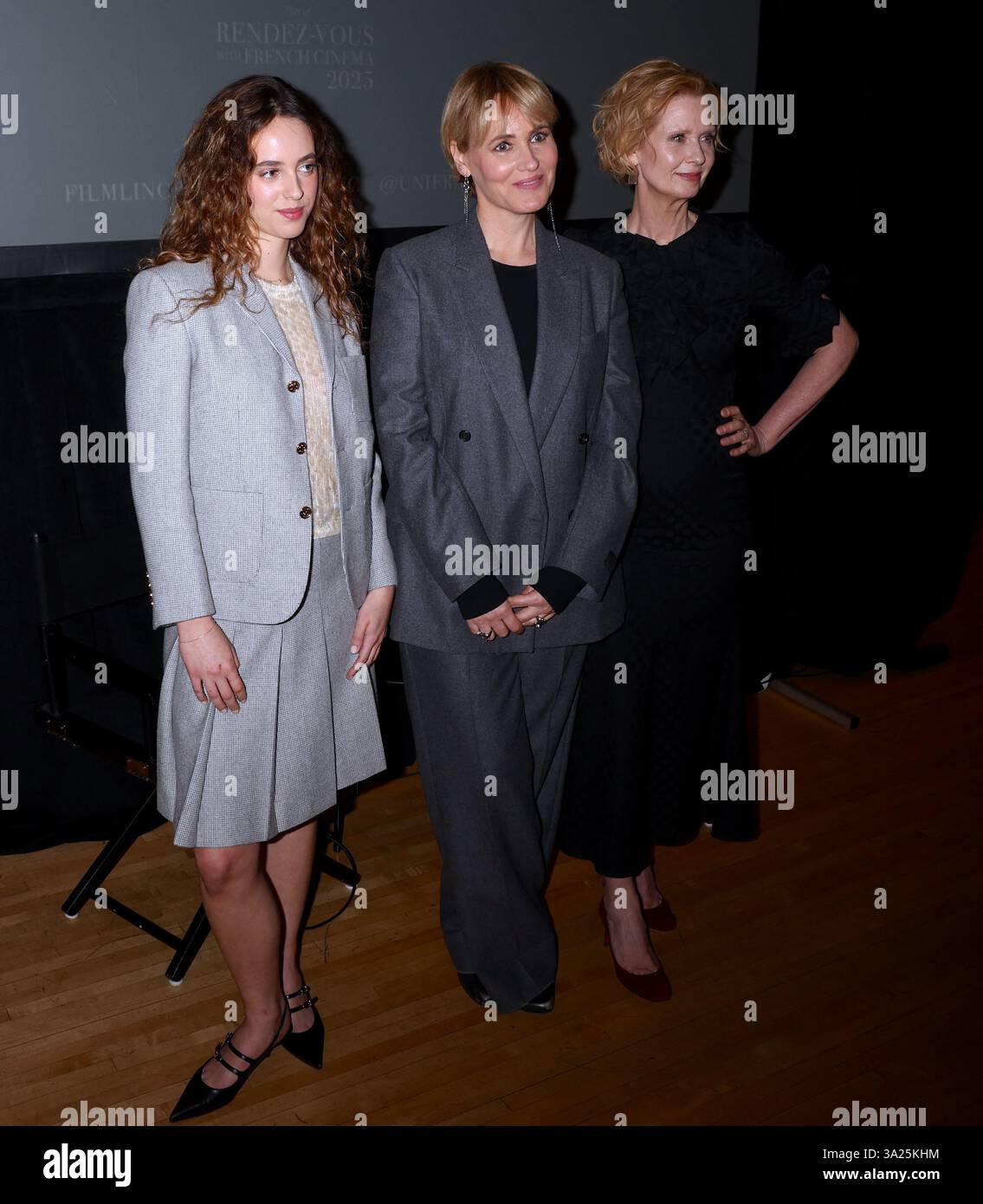 U.S Actress Cynthia Nixon with French actresses Judith Godreche and ...