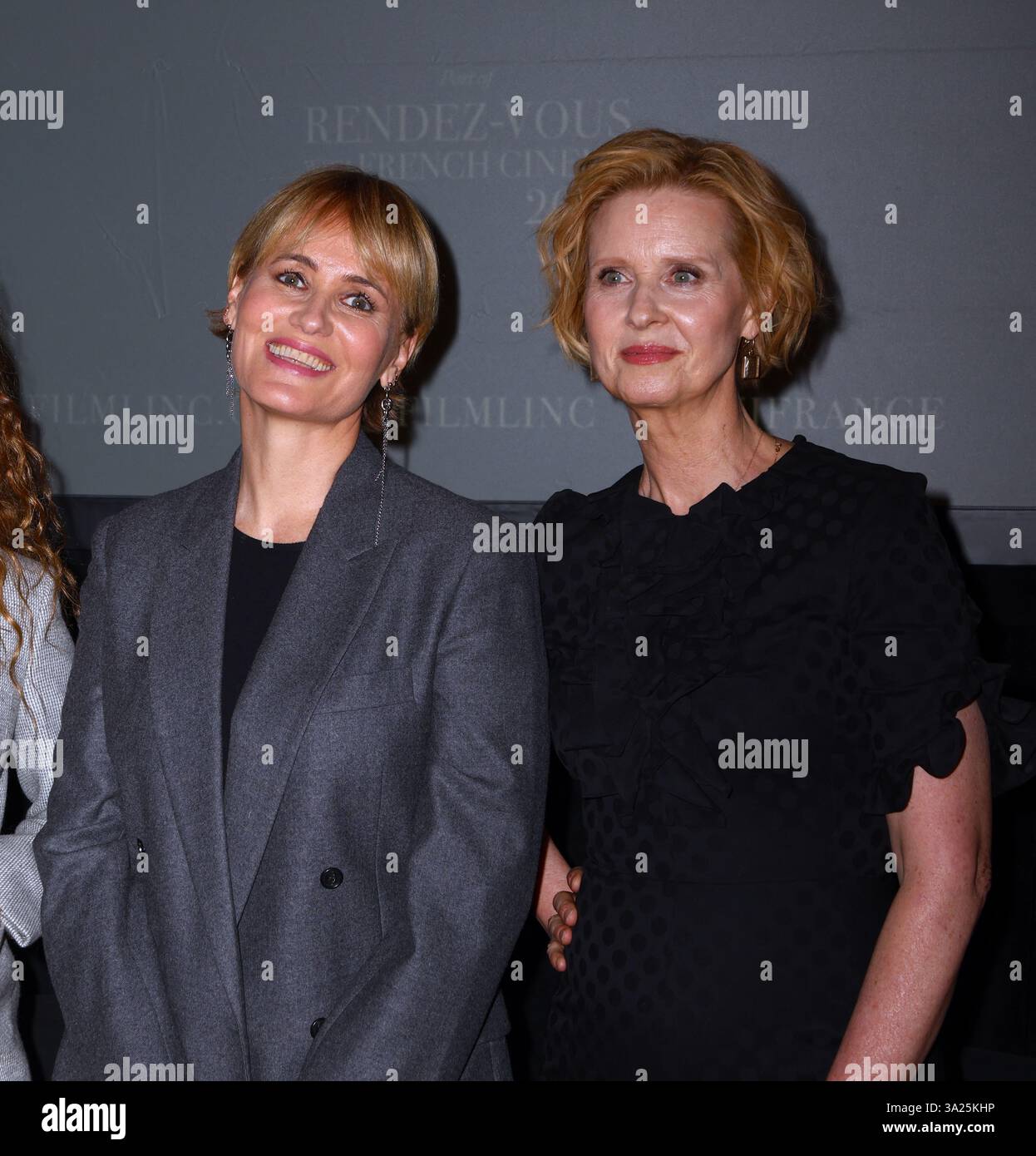 U.S Actress Cynthia Nixon with French actresses Judith Godreche and ...
