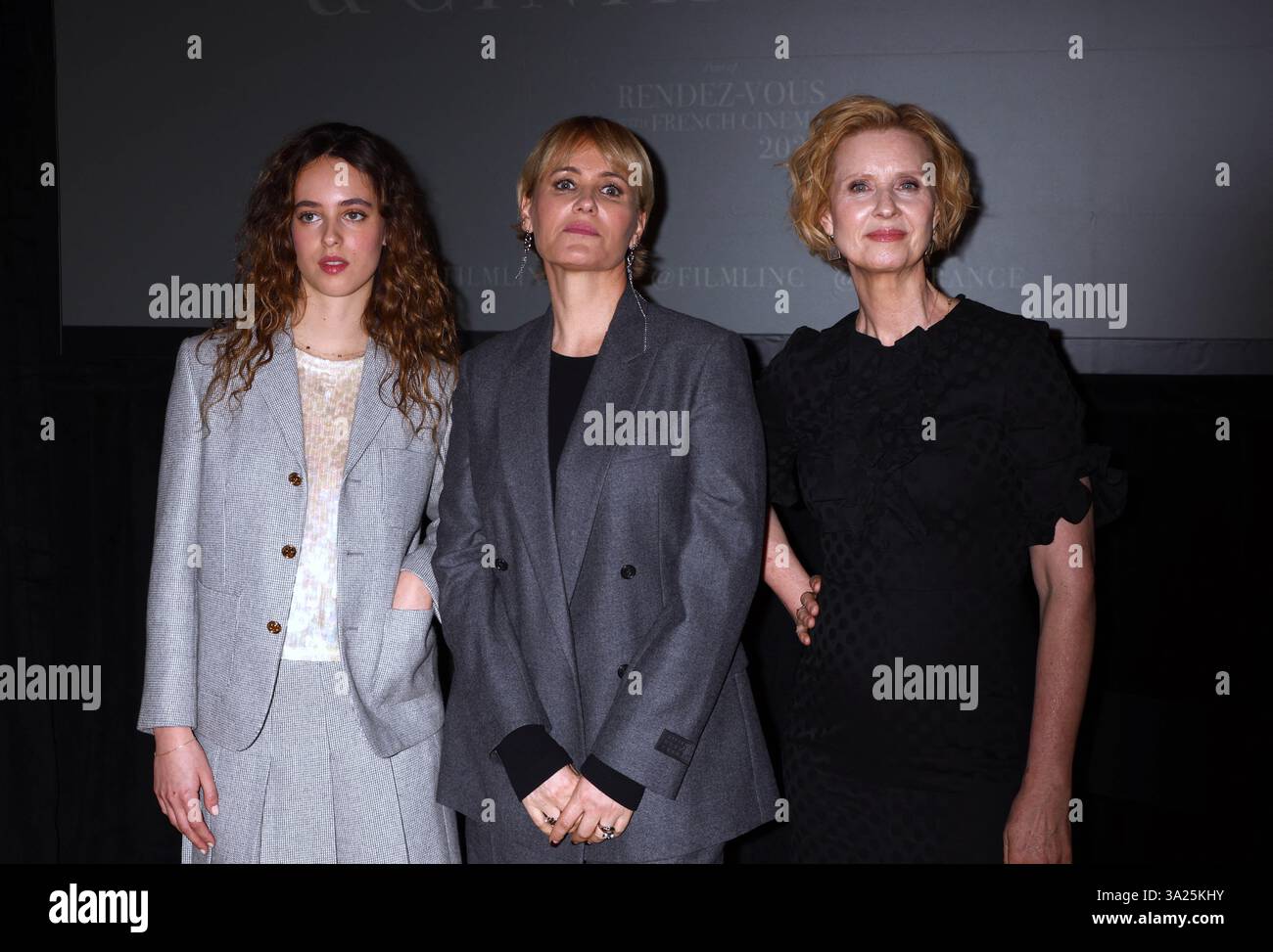 U.S Actress Cynthia Nixon with French actresses Judith Godreche and ...