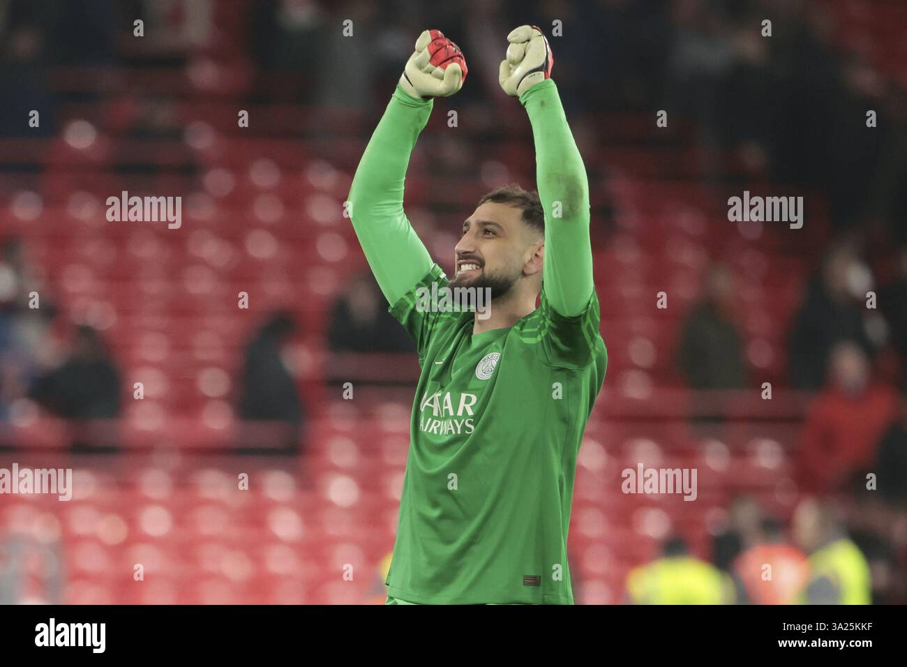 PSG goalkeeper Gianluigi Donnarumma celebrates the victory following ...
