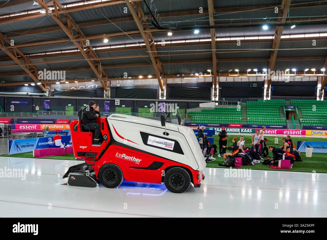 HAMAR, NORWAY - MARCH 11: Ice resurfacer during the Training World ...