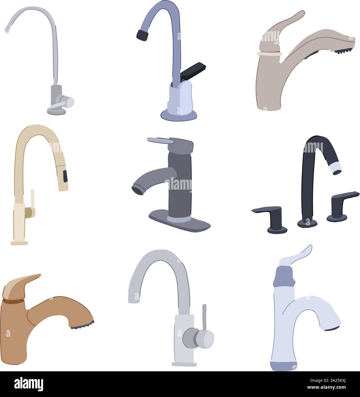 faucet low flow set cartoon vector illustration Stock Vector Image ...