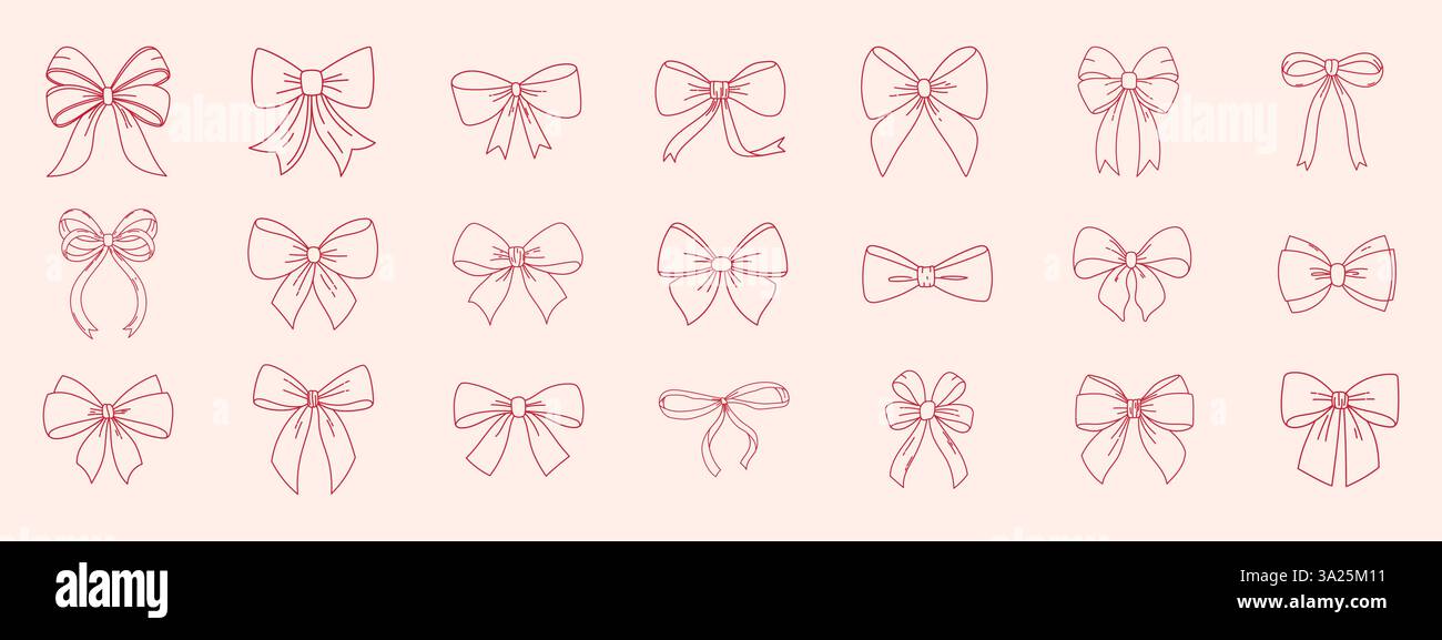 Outline coquette bows. Modern hand drawn bowknots. Trendy y2k aesthetic ...