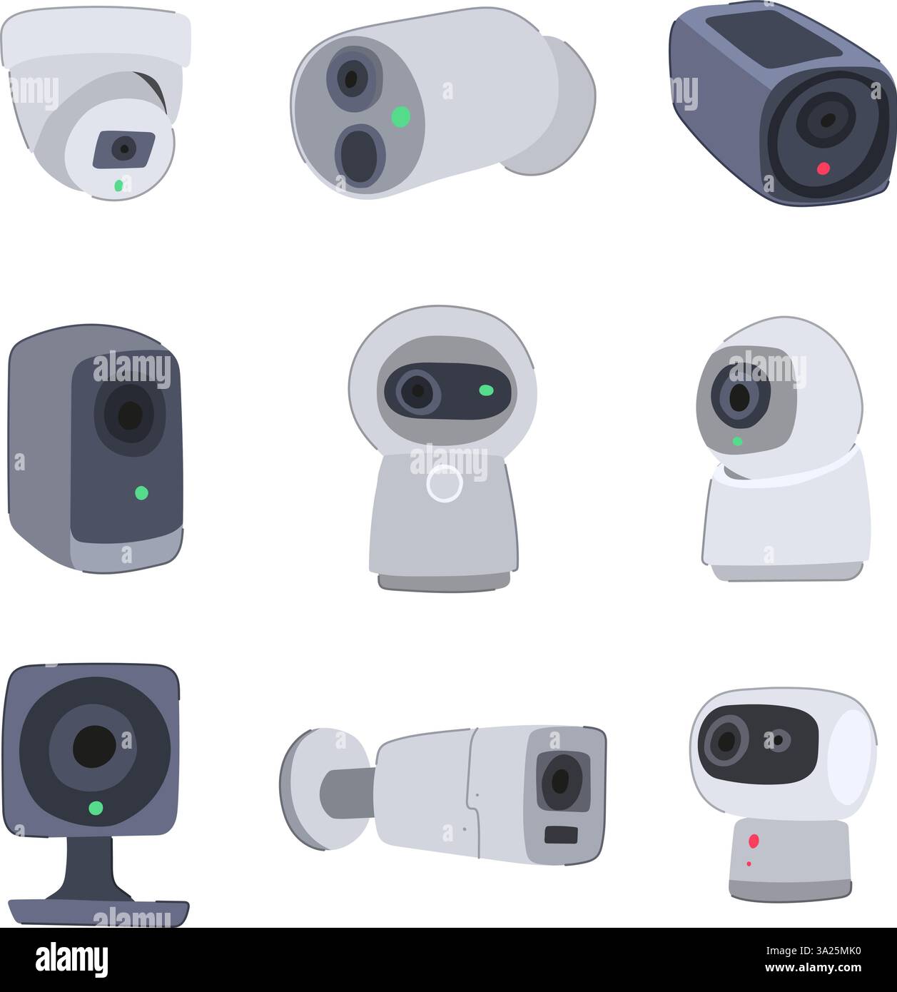 facial recognition camera set cartoon vector illustration Stock Vector ...