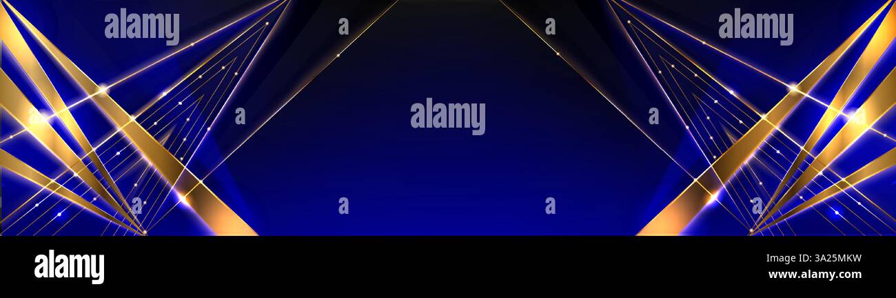 Blue gold award ceremony stage backdrop - elegant crisscross geometric ...