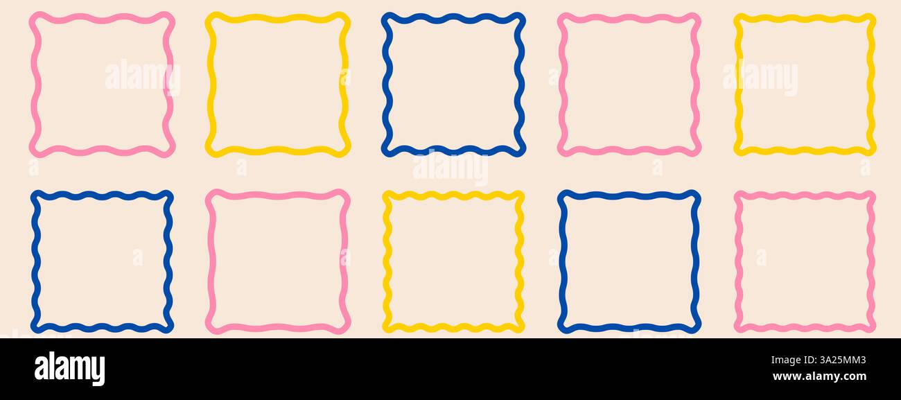 Set of colored frames with scallop edges. Modern vector template Stock ...