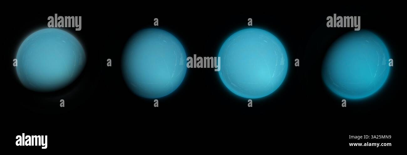 Full realistic moons phase set - glowing blue spheres with craters ...