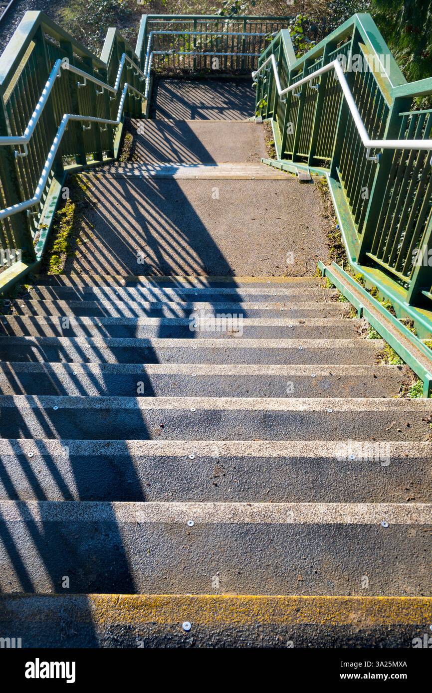 Here we are looking down the steps of the bridge over the main London ...